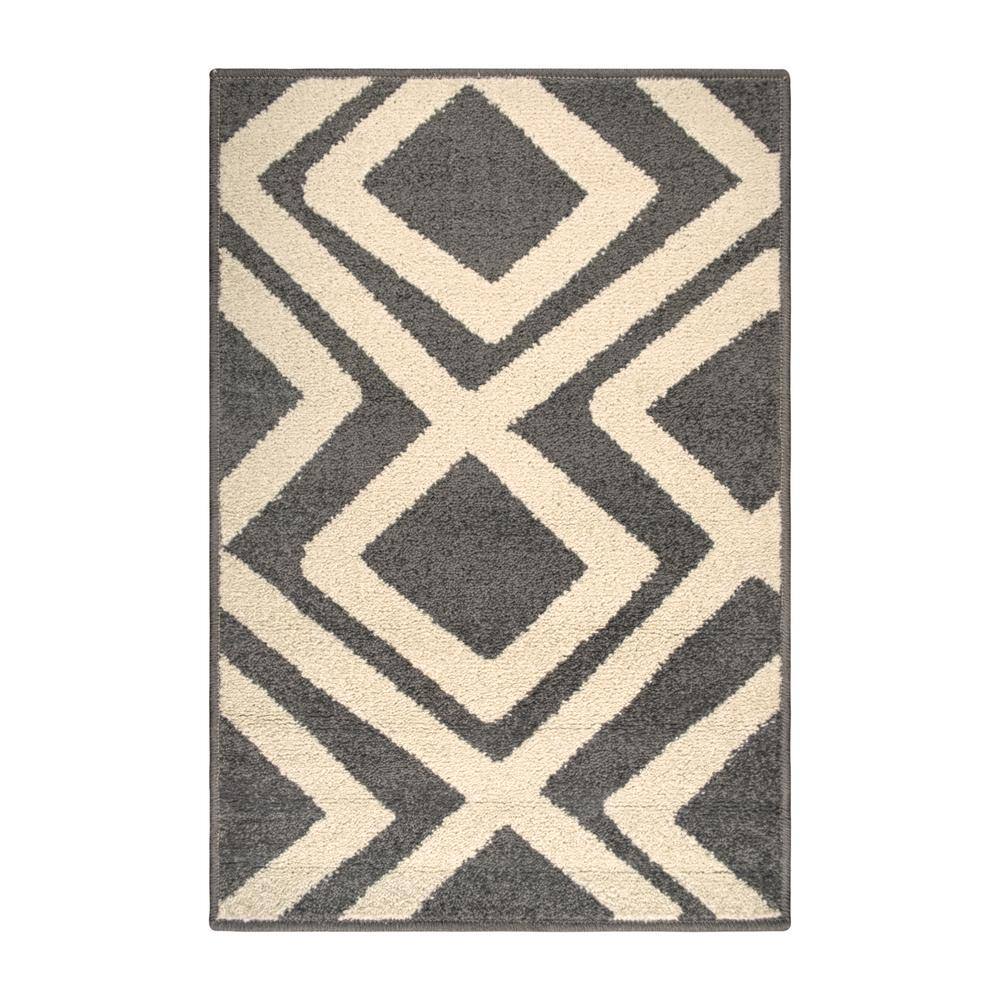 SUPERIOR Flagstone Grey 2 ft. x 3 ft. Modern Geometric Polypropylene ...