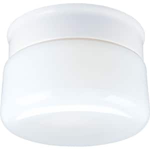 Progress Lighting 1-Light White Flush Mount with White Glass P3408-30 ...