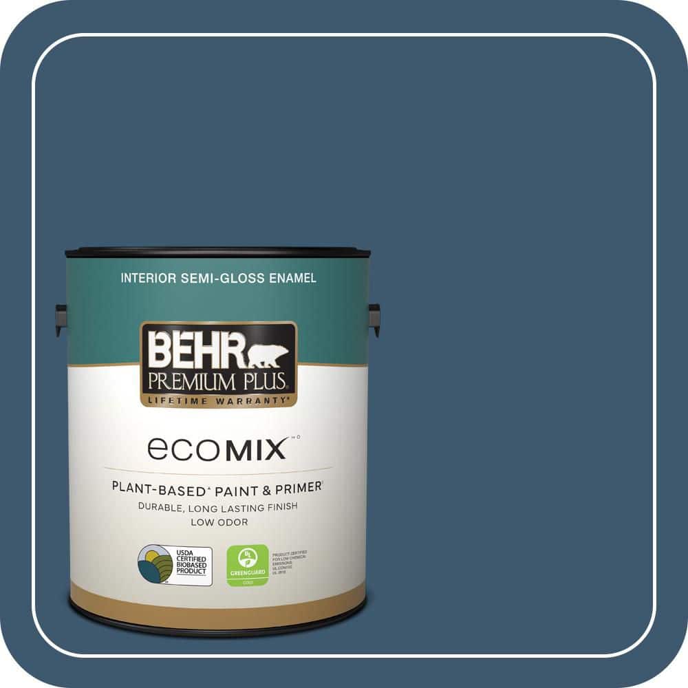 BEHR PREMIUM PLUS 1 gal. #BXC-24 Atlantic Tide Semi-Gloss Enamel EcoMix ...