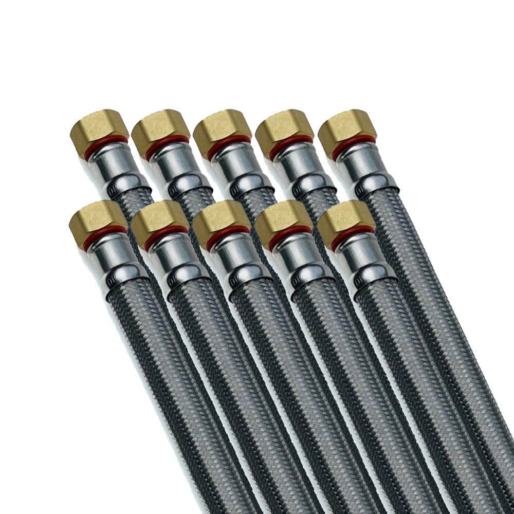 Everbilt 3/4 in. FIP x 3/4 in. FIP x 24 in. Braided Stainless Steel Water Heater Supply Line Pro ...