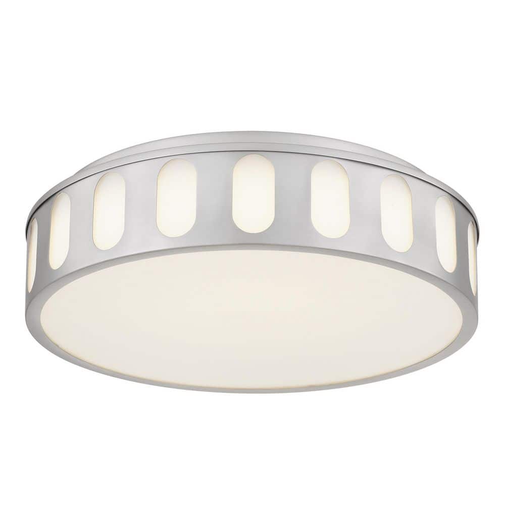 BRIXON Opera 15.15 in. Brushed Nickel 5-CCT LED Flush Mount with Frosted Shade BFM0023-5CCT-BN ...