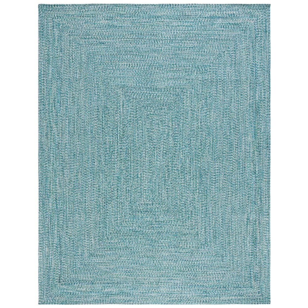 SAFAVIEH Braided Teal/Green 8 ft. x 10 ft. Machine Washable Concentric ...