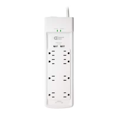 Commercial Electric 6 ft. 7-Outlet Surge Protector with Coax, Black HDC706C