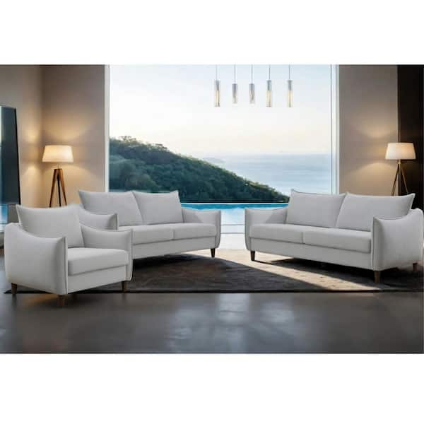 Furniture of America Boulder 3-Piece Light Gray Chenille Slope Arm ...