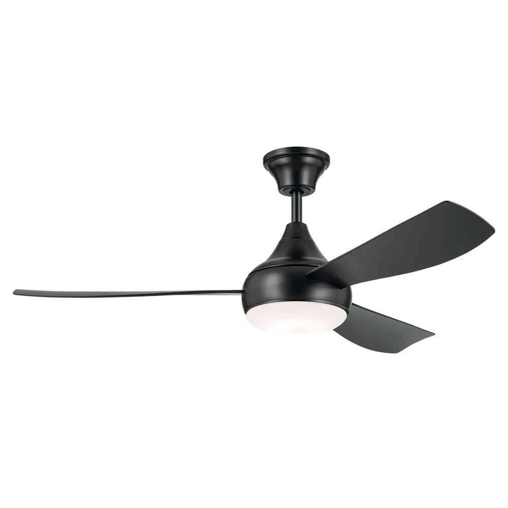 KICHLER Ample 54 in. Indoor/Outdoor Satin Black Dual Mount Ceiling Fan ...