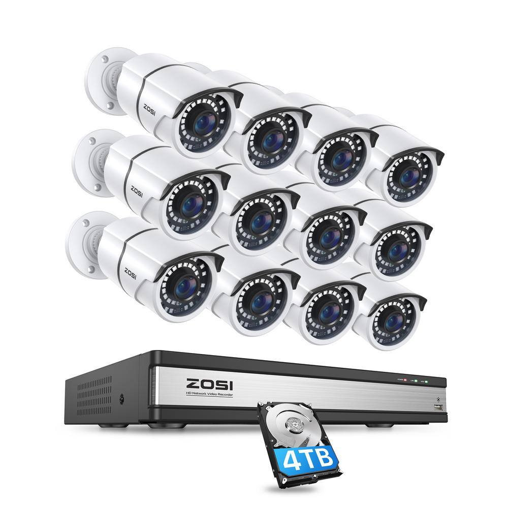 ZOSI 16-Channel 4K POE Security Cameras System with 4TB Hard Drive and ...