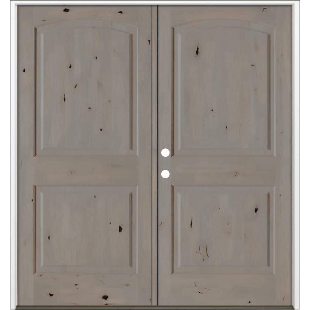 Krosswood Doors 60 in. x 80 in. Rustic Knotty Alder 2Panel ArchTop ...