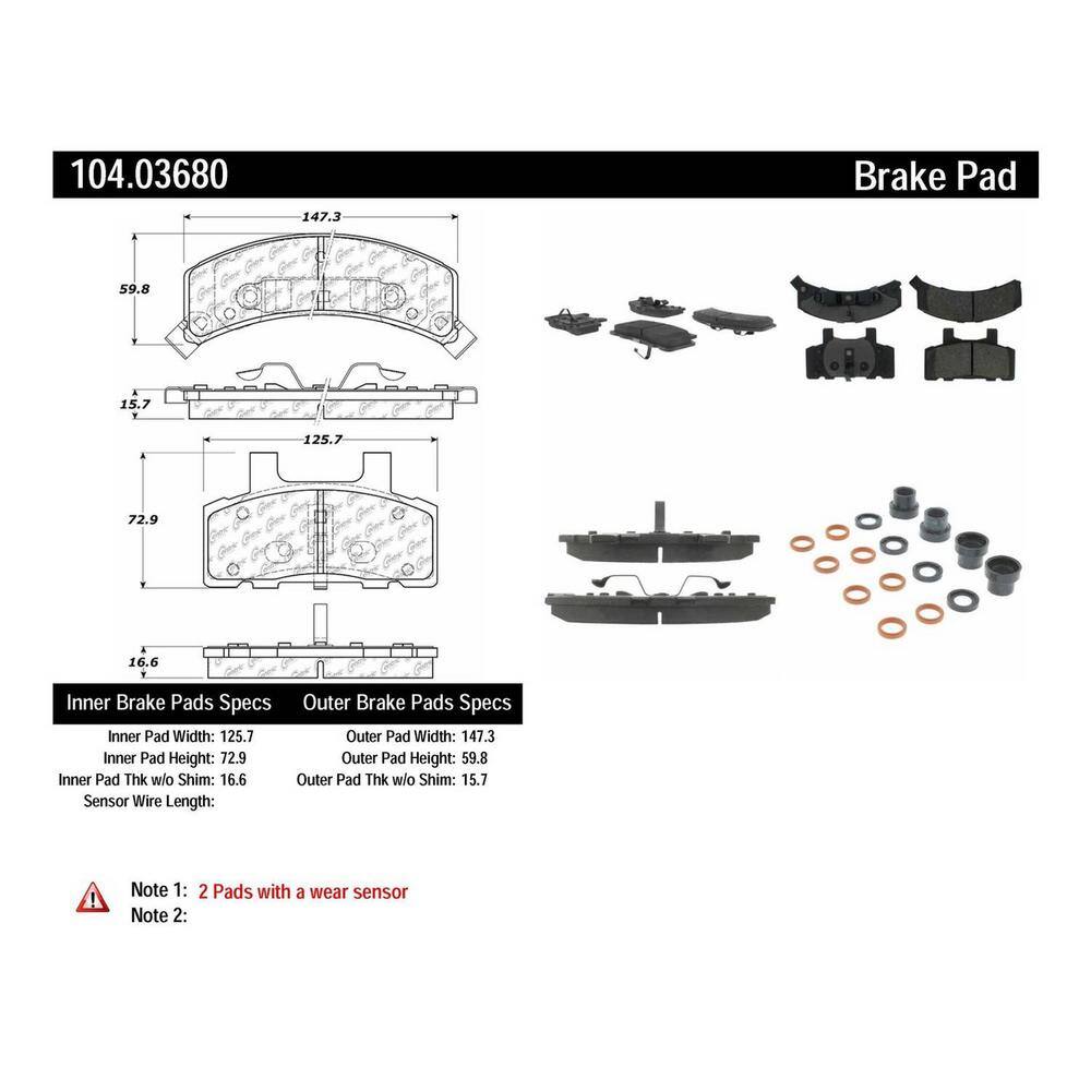Centric Parts Disc Brake Pad Set 104.03680 - The Home Depot