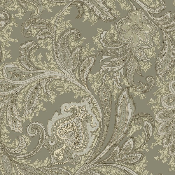 Elegance Collection Grey Paisley Design Pearlescent Finish Non-Pasted ...