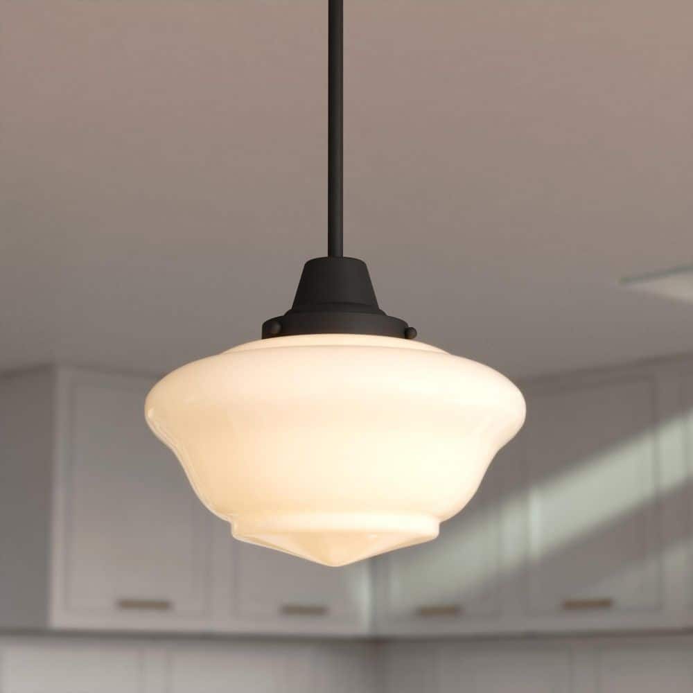 VAXCEL Eastgate 1-Light 12 in. Wide Matte Black Schoolhouse Mini ...