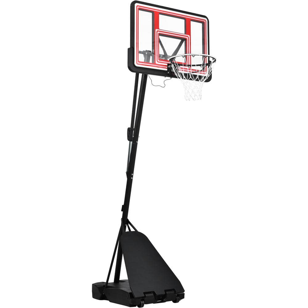 Cesicia 7.5 ft. to 10 ft. Black Metal Portable Basketball Hoop Height ...