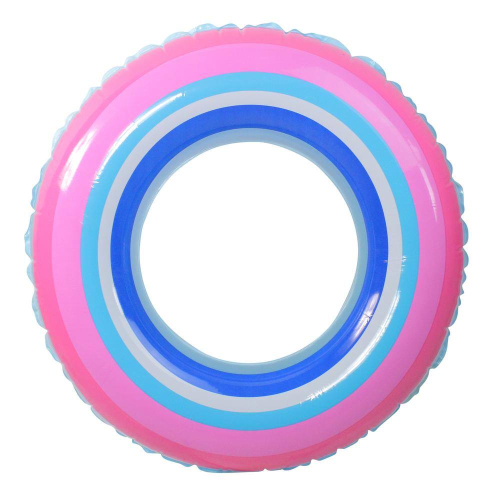Pool Central 35 in. Blue and Pink Stripe Inflatable Inner Tube Float ...