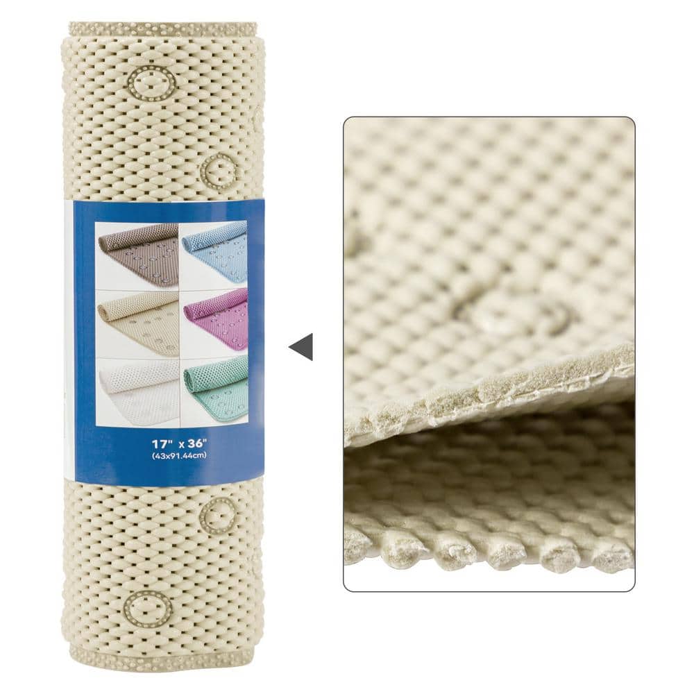 RAY STAR 17 in. x 36 in. Ivory Double Layer Foam Non Slip Bathtub Mat ...