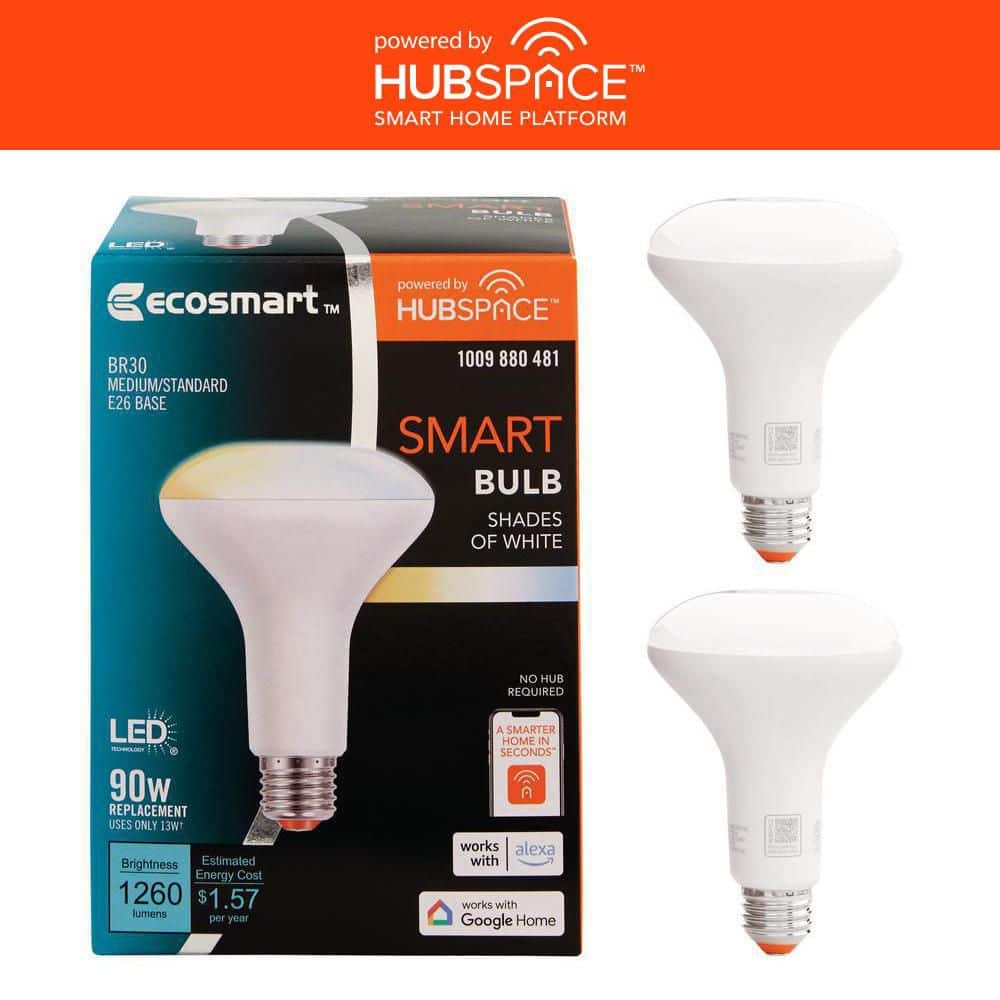 EcoSmart 90-Watt Equivalent Smart BR30 Tunable White CEC LED Flood Light Bulb with Voice Control ...