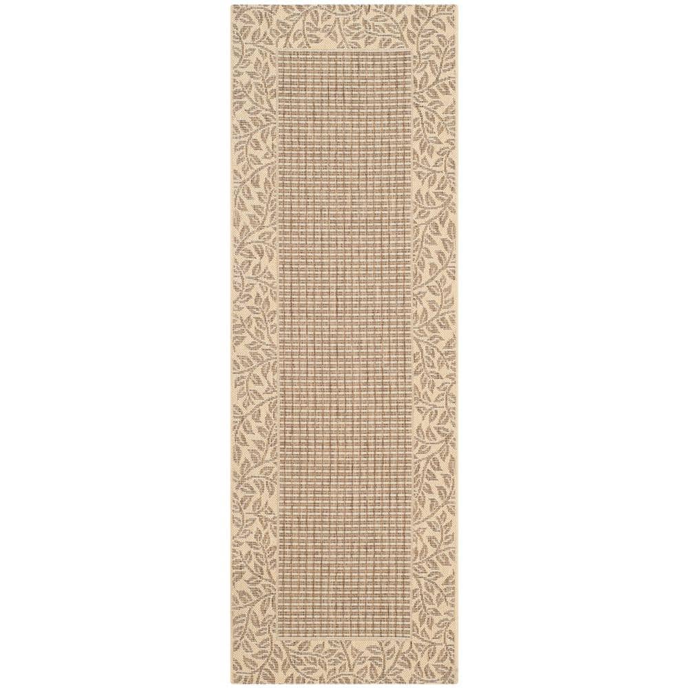 SAFAVIEH Courtyard Brown/Natural 2 ft. x 10 ft. Border Indoor/Outdoor ...