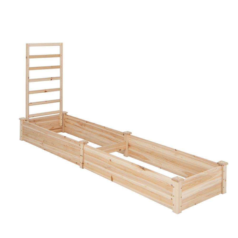 Angeles Home 93 In Natural Fir Wood Raised Garden Bed With Planter Box