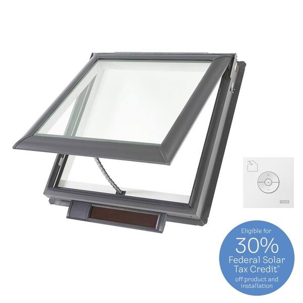 VELUX 30-1/16 x 37-7/8 in. Solar Powered Fresh Air Venting Deck-Mount Skylight with Laminated ...