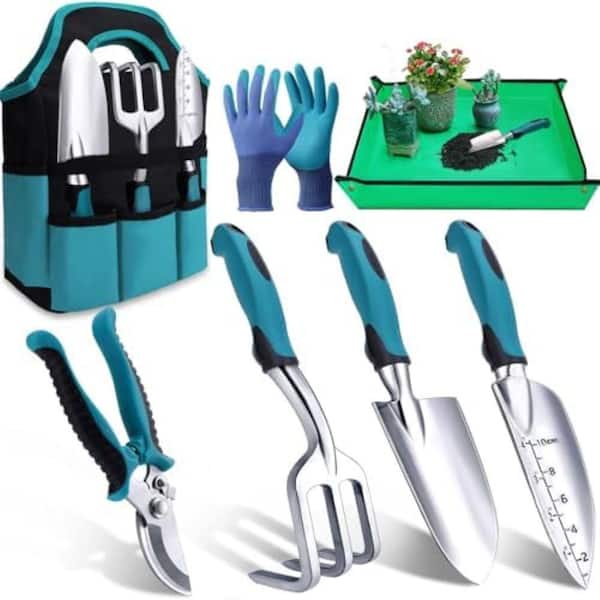 Misopily 7-Pieces Gardening Hand Tools Set with Ergonomic Handles, Rust ...