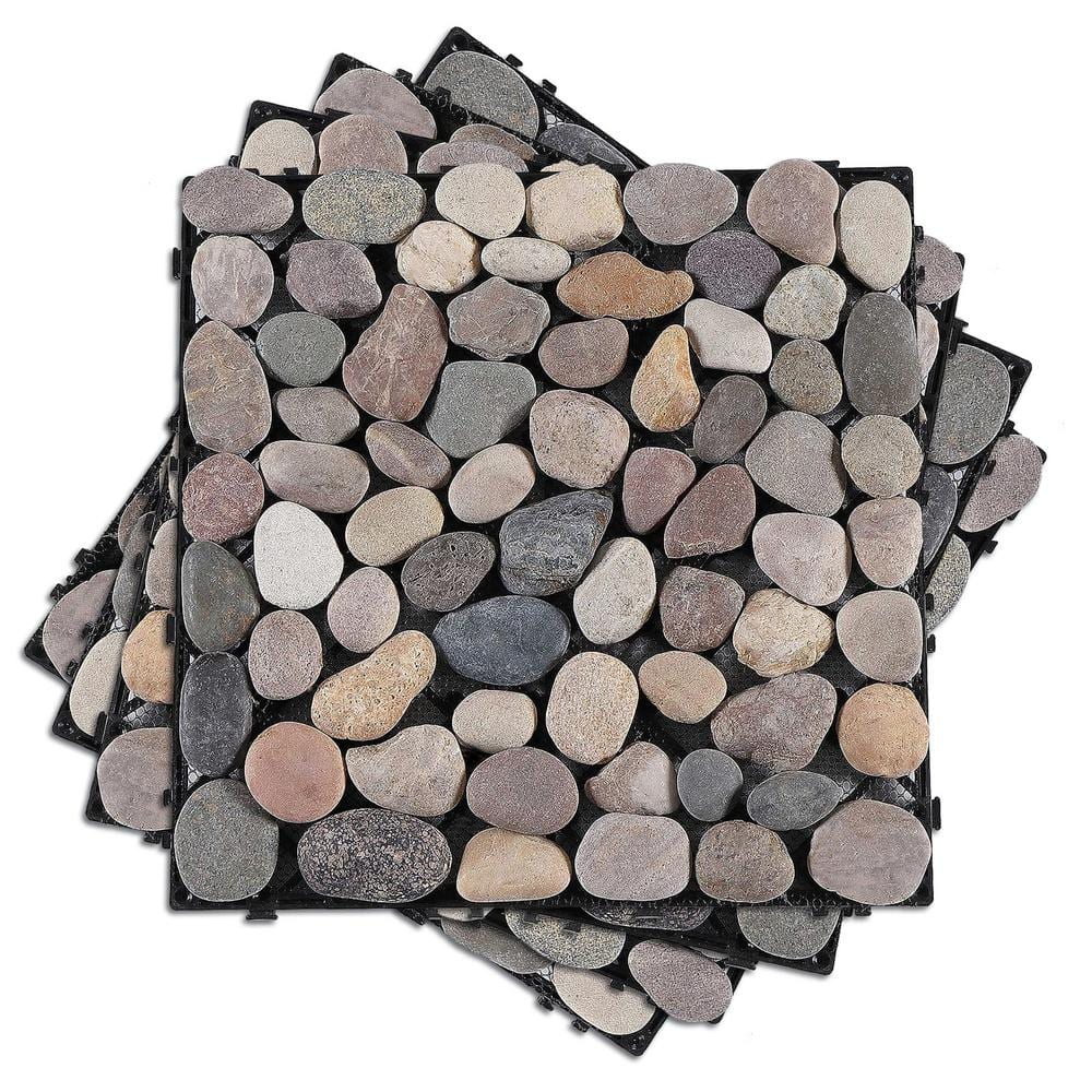 PURE ERA 12 in. x 12 in. Natural Real Stone Mixed Color Quick Composite ...