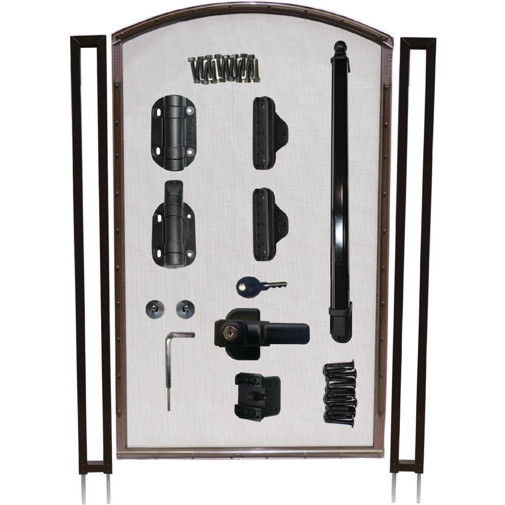 poolfence DIY 2.5 ft. W x 5 ft. H Pool Fence DIY Gate in Brown with ...