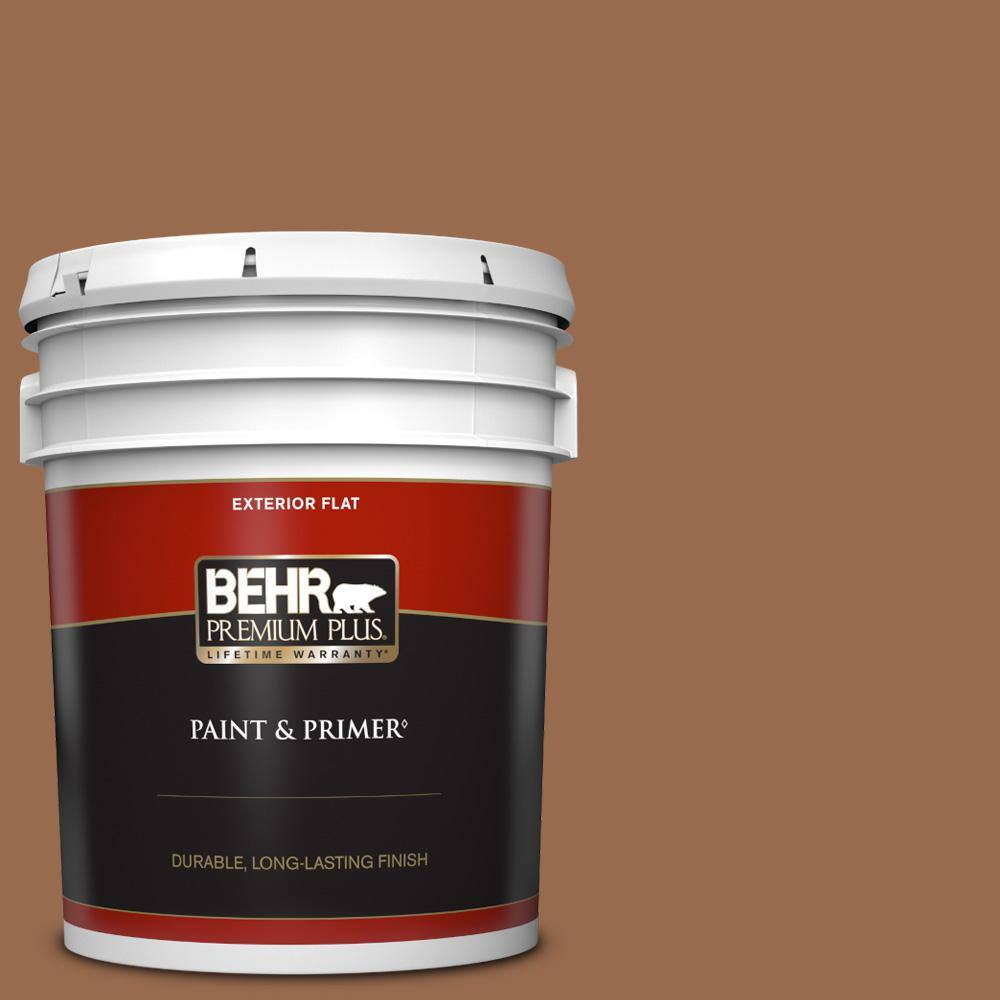 BEHR PREMIUM PLUS 5 gal. #S230-7 Toasted Bagel Flat Exterior Paint ...