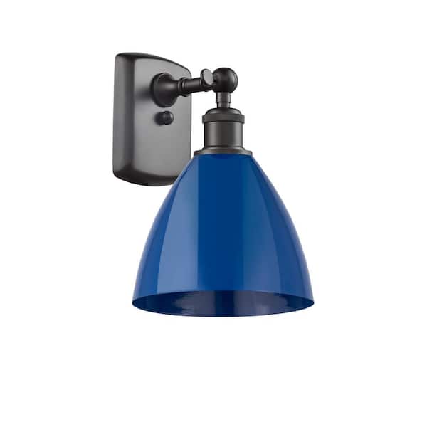 Innovations Plymouth Dome 1-Light Oil Rubbed Bronze, Blue Wall Sconce ...