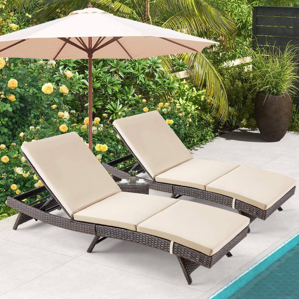 Cesicia Patio Metal Outdoor Wicker Chaise Lounge Chairs Adjustable ...