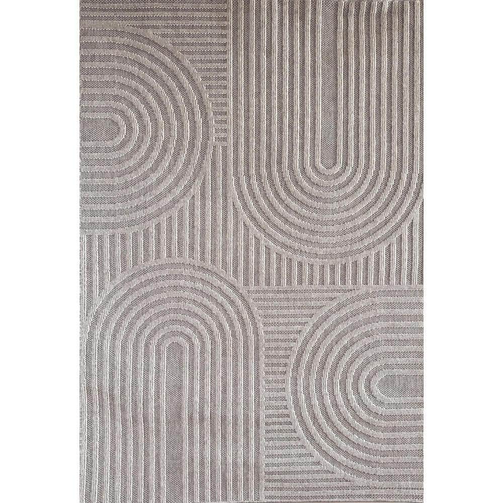 Rug Branch Hogar Grey Cream, Modern 8 ft. x 11 ft. Abstract Indoor Area ...