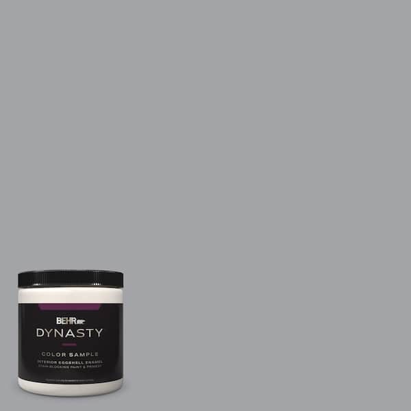BEHR DYNASTY 8 oz. #N530-4 Power Gray One-Coat Hide Eggshell Enamel ...