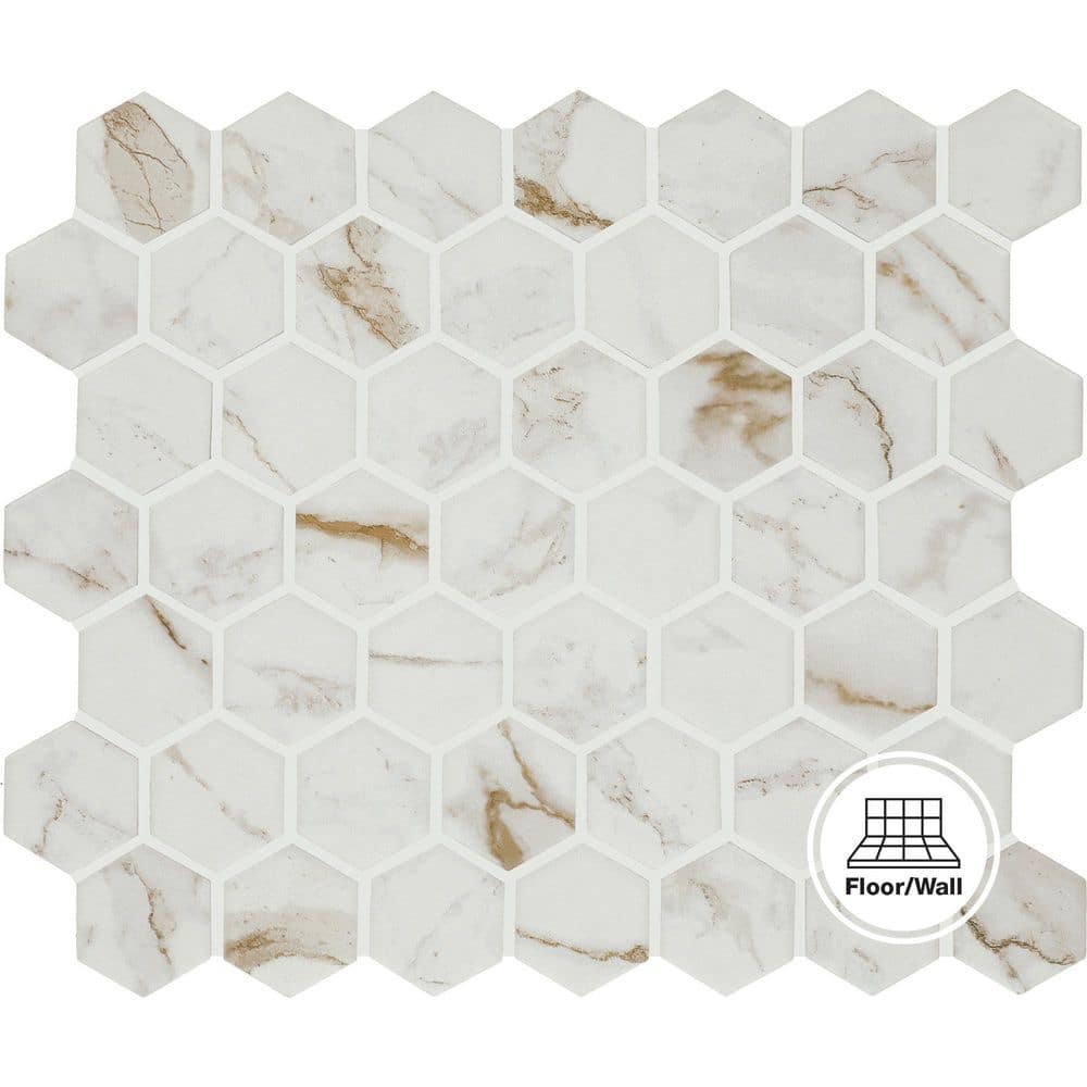 Daltile Maisto Safari Calacatta 10 in. x 12 in. Matte Ceramic Hexagon ...