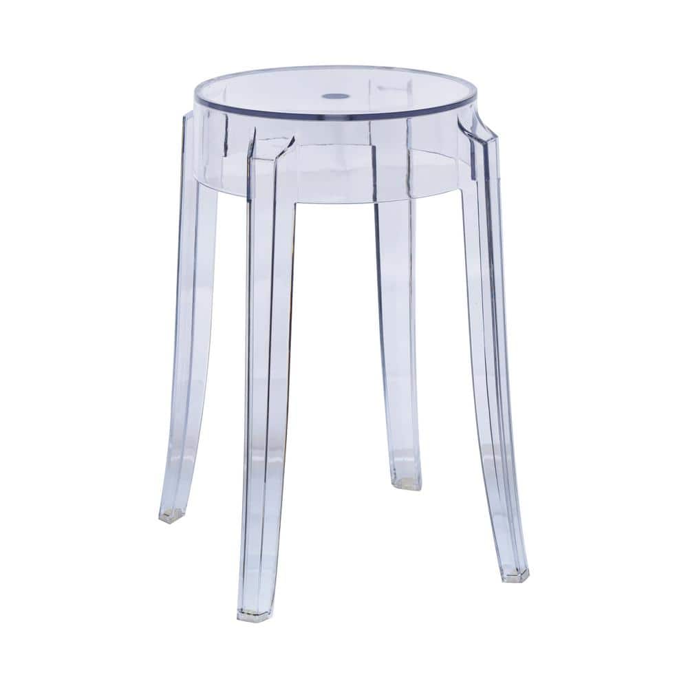 Leisuremod Averill 18.1 in. Clear Backless Plastic Dining Stool with ...