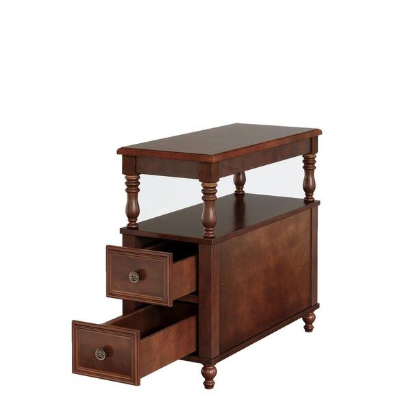 BYBLIGHT Kerlin 23.6 in. Brown Rectangle Solid Wood End Table Side ...