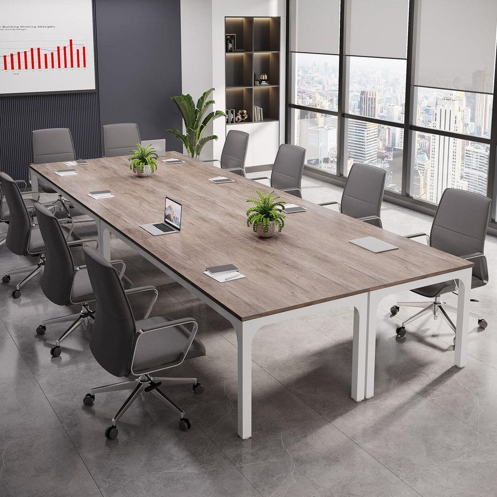 BYBLIGHT Moronia 78.74in. 4-Piece Grey and White Conference Room Table ...