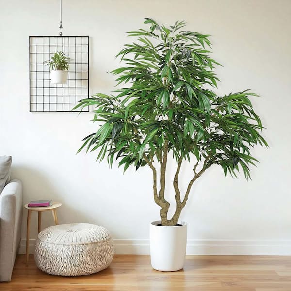 7 ft. Artificial Willow Tree Large Faux Slik Greenery Plant Potted Tree ...