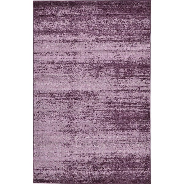 Purple Polypropylene 6 ft. x 9 ft. Solid Color Indoor Area Rug A46A1 ...