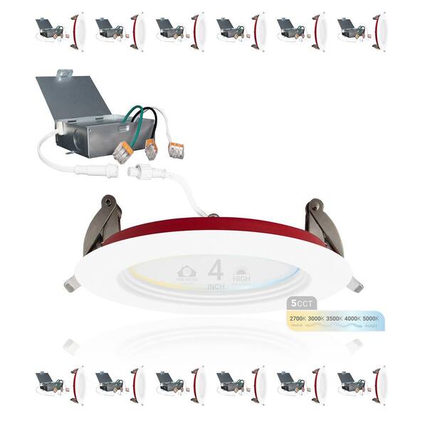 NuWatt 4 in. 2-Hour Fire Rated White Baffle Slim Canless Integrated LED ...