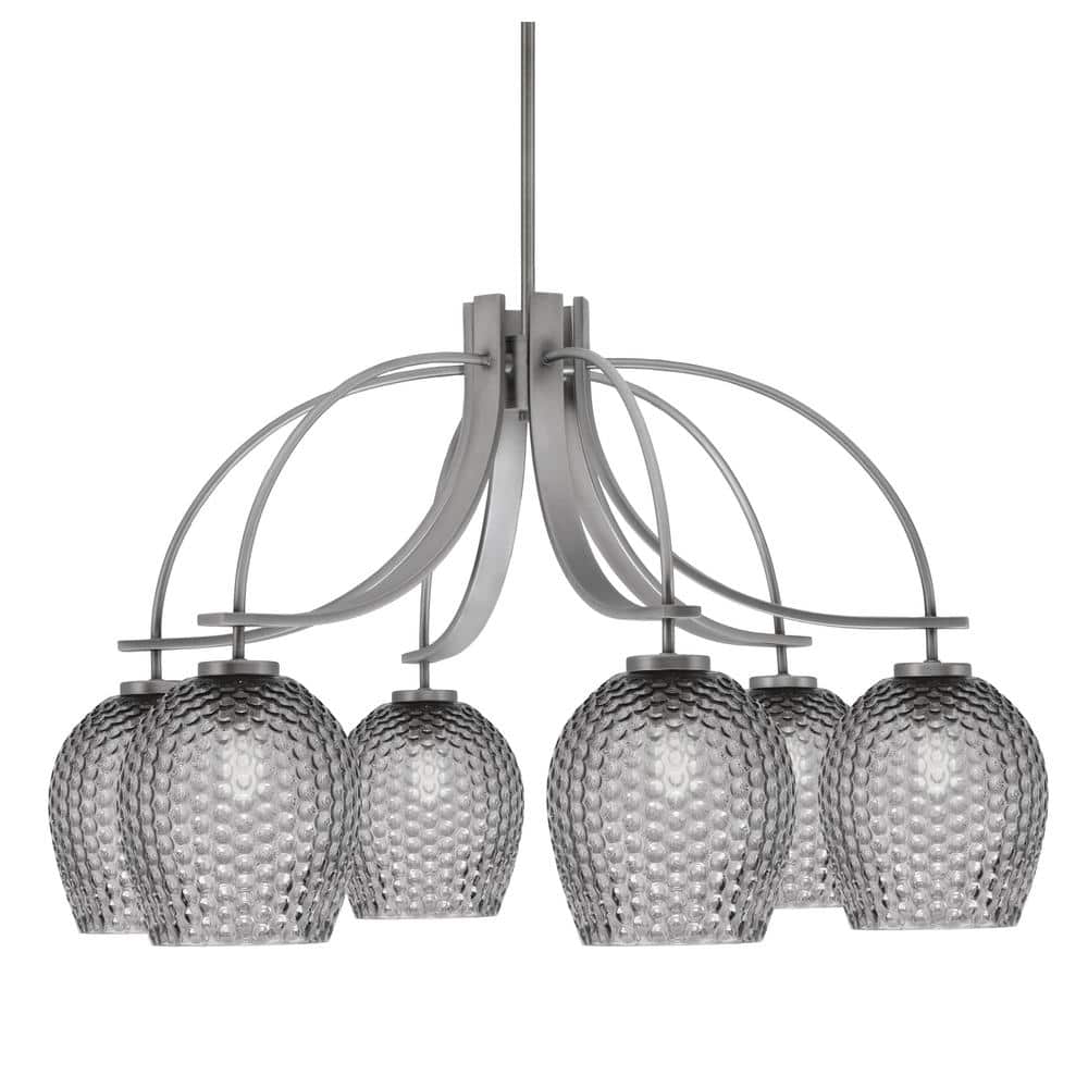 Olympia 20 in. 6-Light Graphite Downlight Chandelier Smoke Textured ...