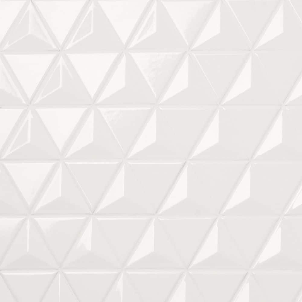 Ivy Hill Tile Medley Triangle Cloud White 11.02 in. x 12.55 in. Glossy ...