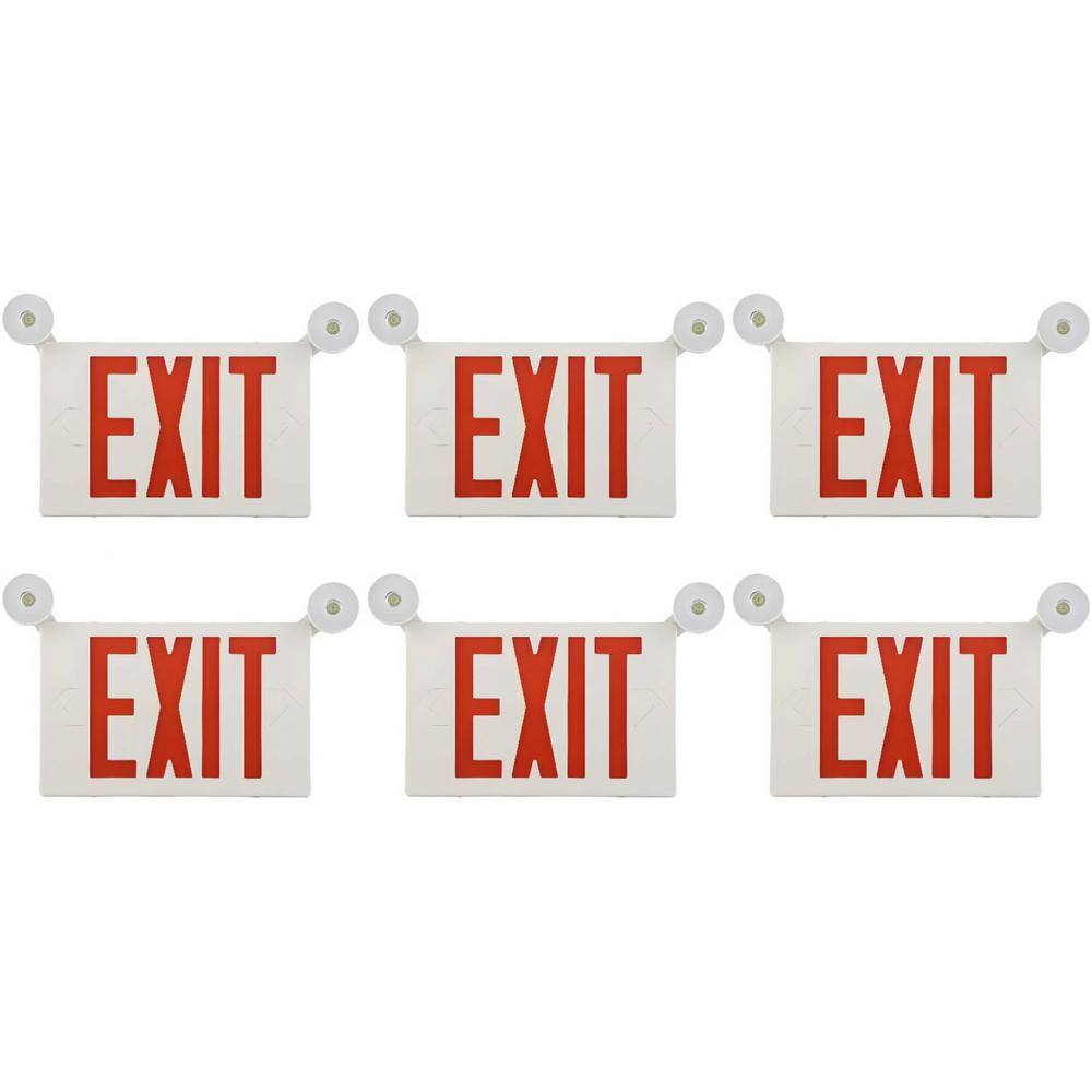 JAZAVA Integrated LED White Exit Sign Set of 6 HDEXJLECB2RW6DM - The ...