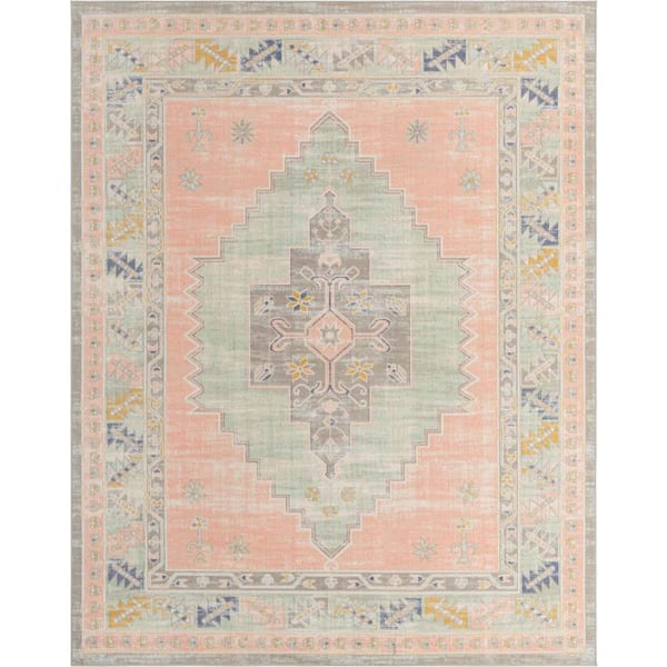 Unique Loom Pink 9 ft. 10 in. x 14 ft. 1 in. Whitney Geneva Area Rug ...