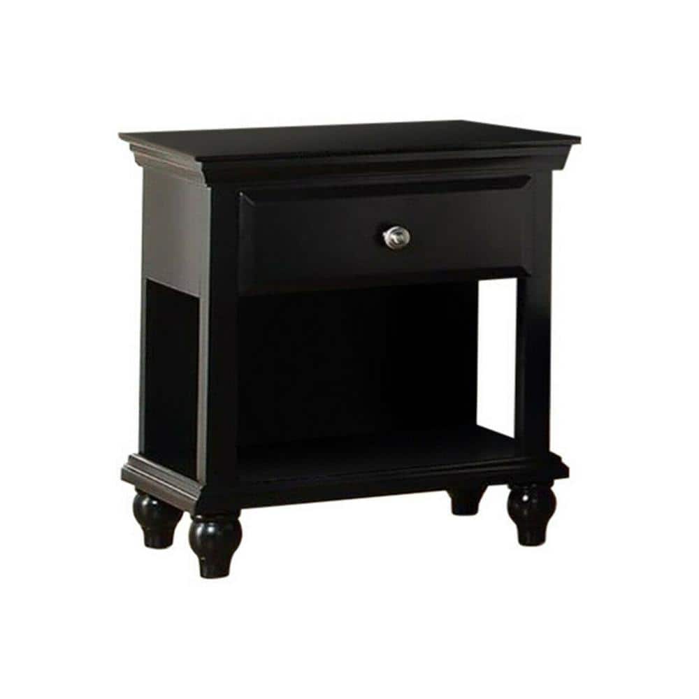 SIMPLE RELAX Lyndon 1-Drawer Black Nightstand with Shelf-SR04359 - The ...