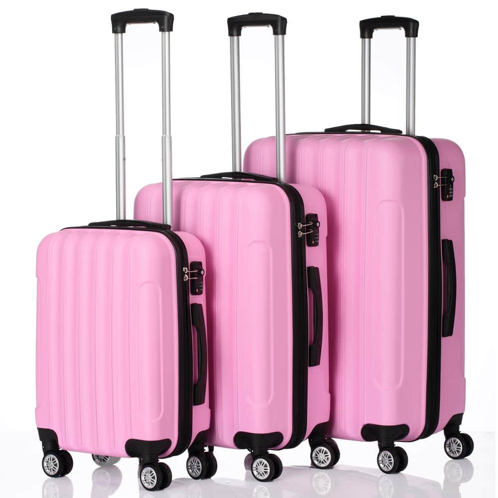 Karl home Nested Hardside Luggage Set in Pink, 3-Piece - TSA Compliant ...
