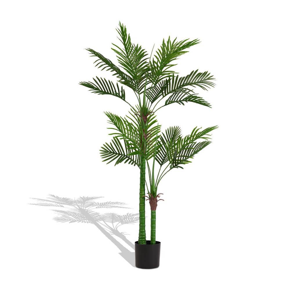 70.8 in. Artificial Plant Tree, Artificial Areca Palm Tree with 18 Leaves for Indoor Living Room ...