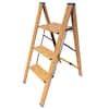 AmeriHome 8 ft. Reach Aluminum Wood Grain Folding Step Ladder with 330 ...
