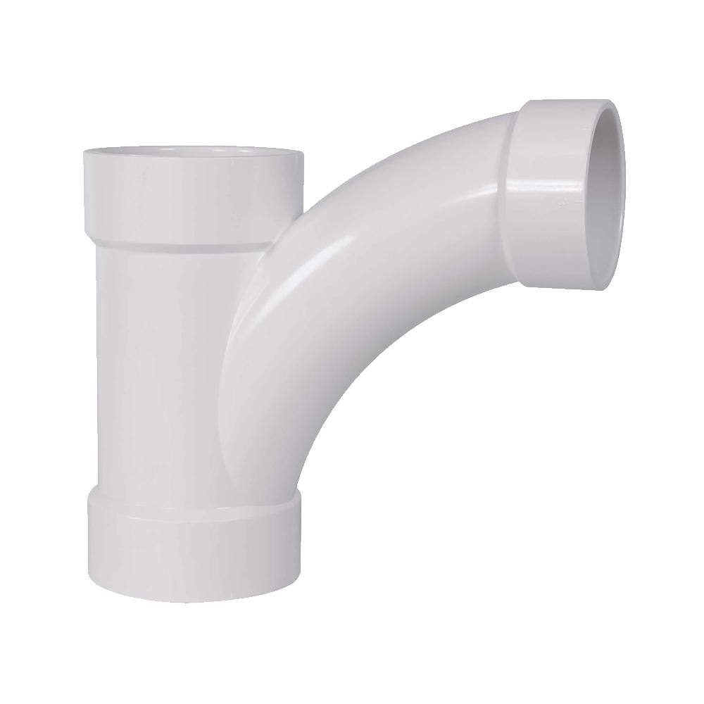 VPC 4 in. x 4 in. x 3 in. PVC DWV All Hub Long-Radius Combination Tee ...