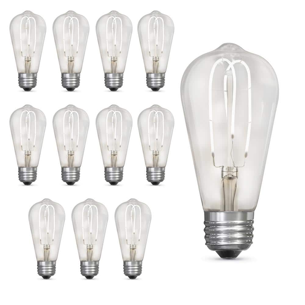 Feit Electric 40-Watt Equivalent ST19 DImmable M-Shape Filament Clear Glass E26 Vintage Edison ...