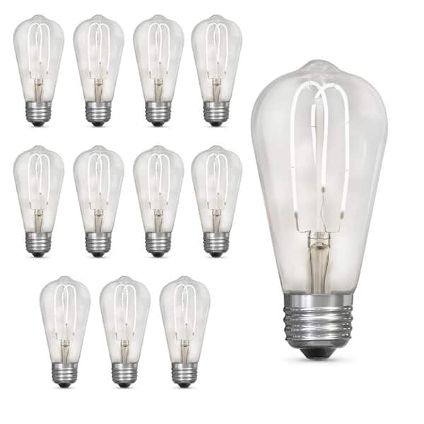 Feit Electric 40-Watt Equivalent ST19 DImmable M-Shape Filament Clear Glass E26 Vintage Edison ...