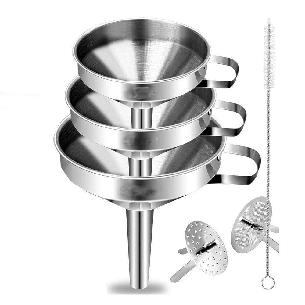 Lynzavix Stainless Steel Kitchen Funnel Set of 3 Multi-Use Metal Food ...