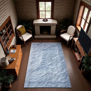 Addison Rugs Mayfield Premium Machine Washable Abstract AMF1614 Denim 9 ...