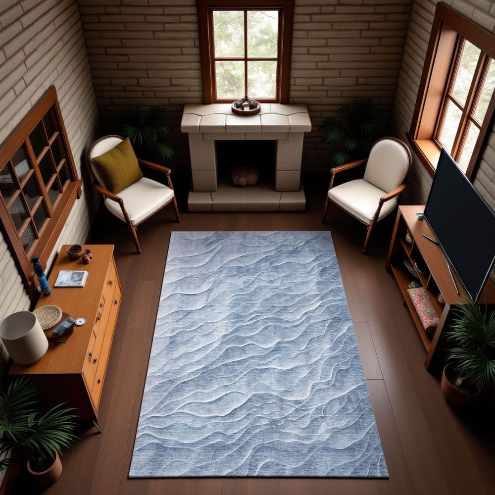 Addison Rugs Mayfield Premium Machine Washable Abstract AMF1614 Denim 8 ...